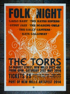 sindesign shop » FOLK NIGHT Limited edition screen-printed gig poster